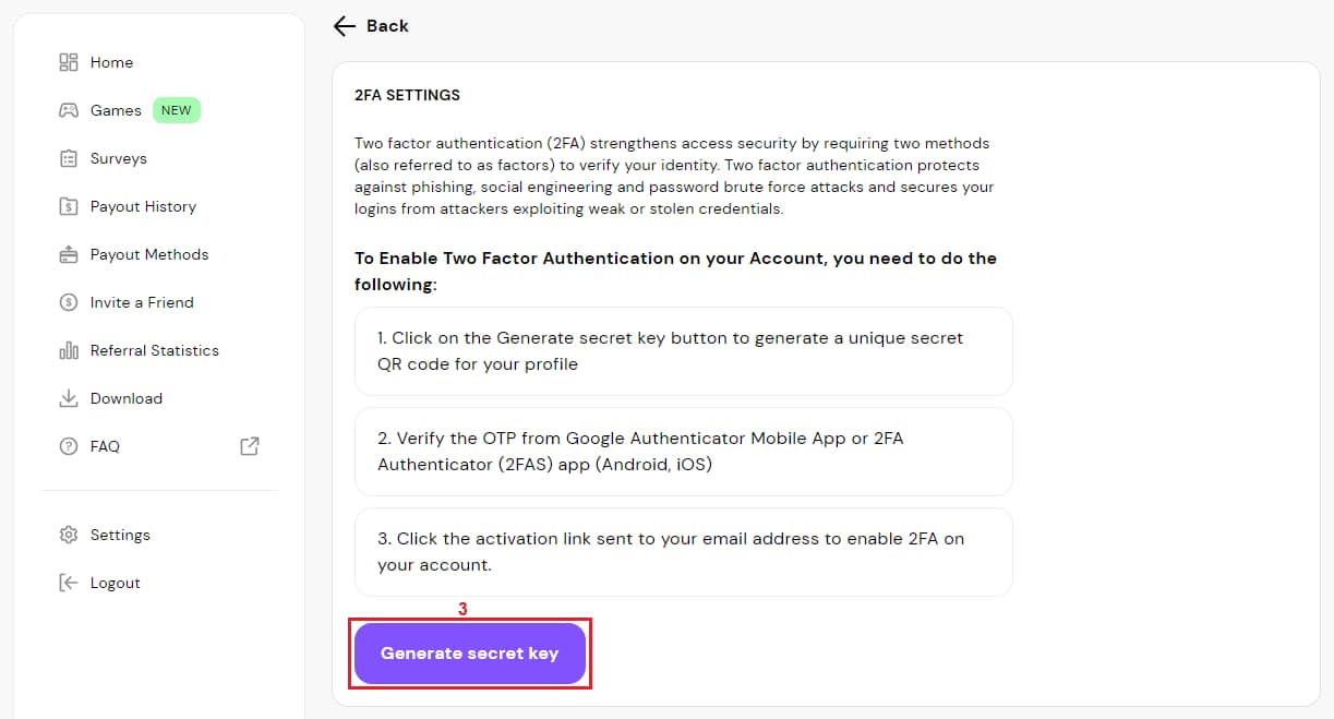 How to activate 2FA for Pawns.app? - Pawns